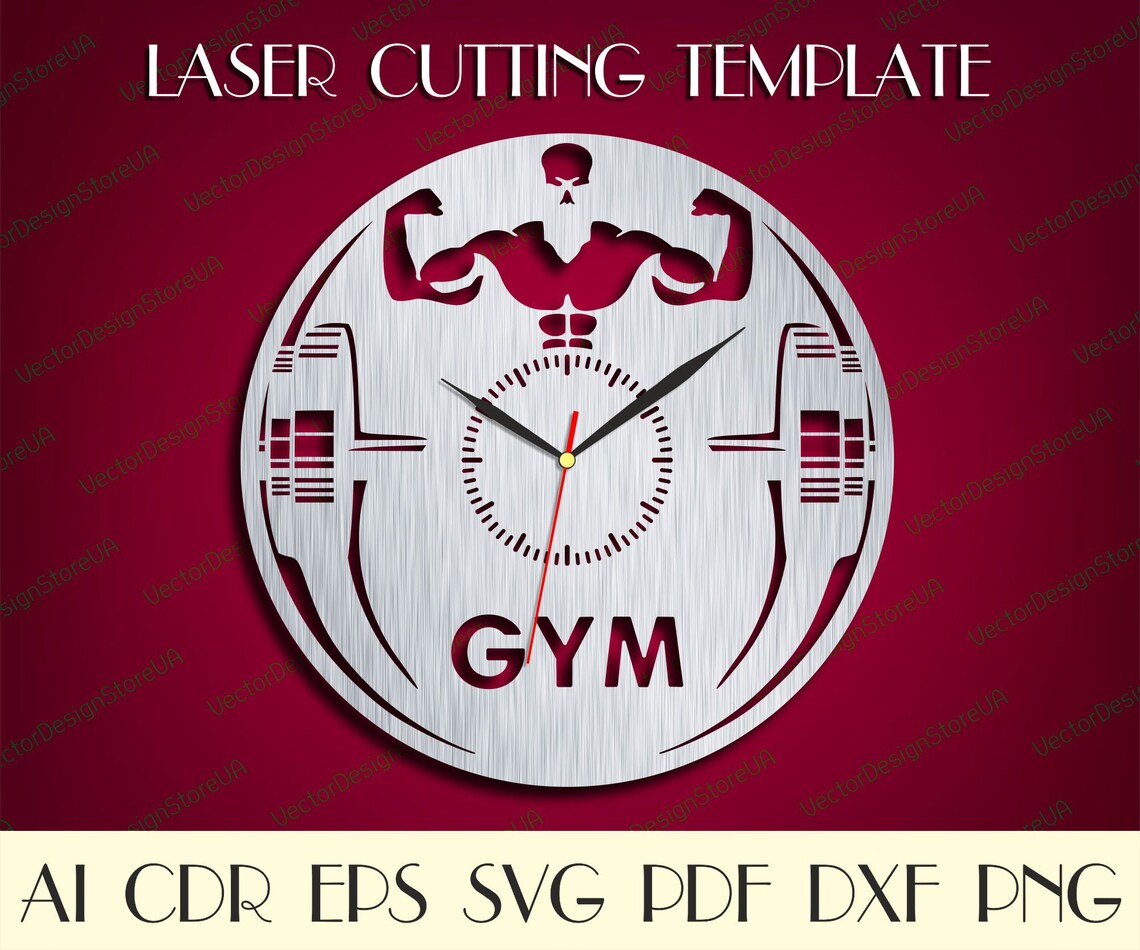 Bodybuilding Wall Decor Filegym Clock Svggym Clock for - Etsy