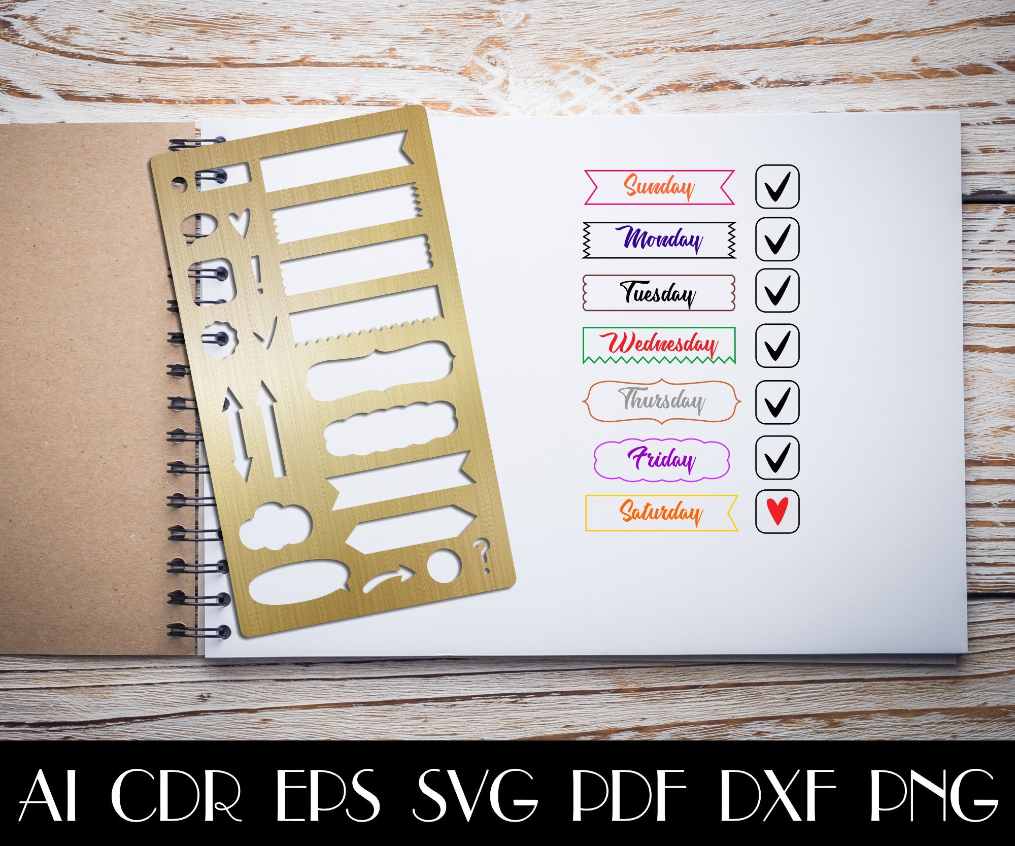 Daily Planner Stencils Set Files,daily Planners for Kids,daily Planners ...