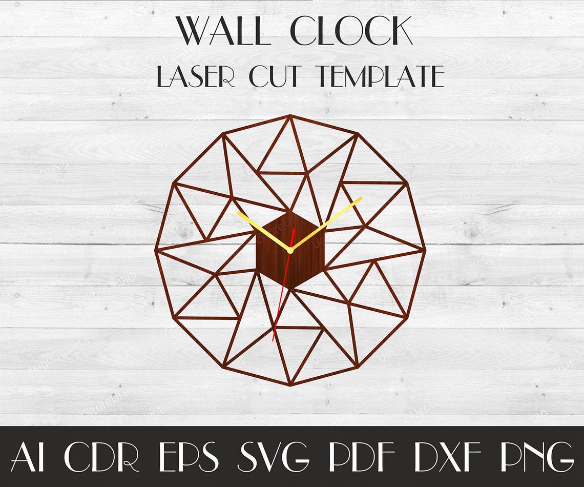Geometric Clock Template Large Clock Dxf Laser Cut Template - Etsy