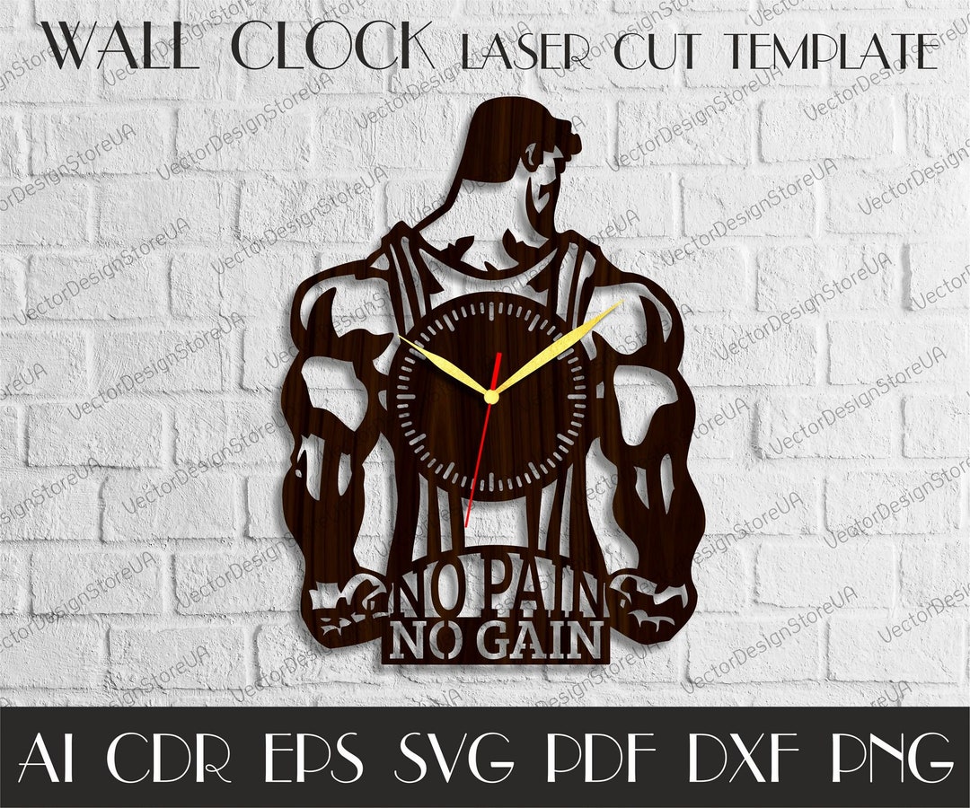 Bodybuilder Clock,gym Wall Clock,sport Dxf,crossfit Clock for Wall ...