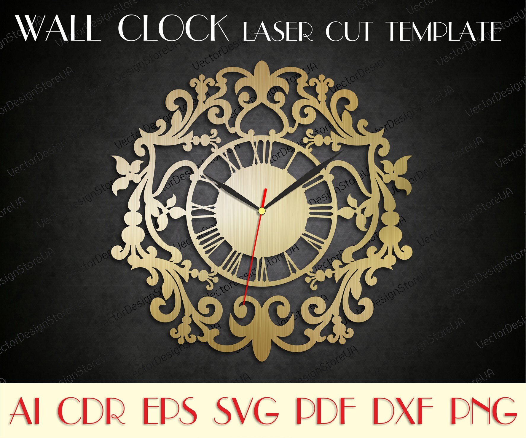 Vintage Clock Svgclock Dxflarge Wall Clockwood Wall Clock | Etsy