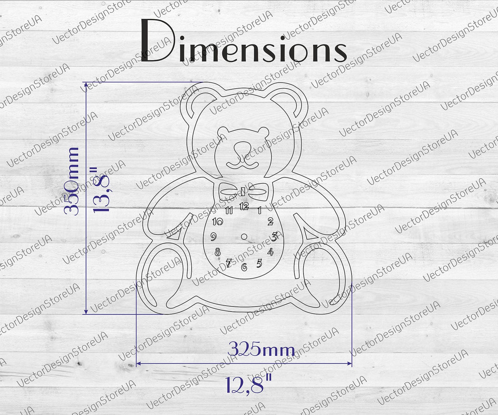 Teddy Bear Clock for Wall Teddy Bear Template Laser Cut | Etsy