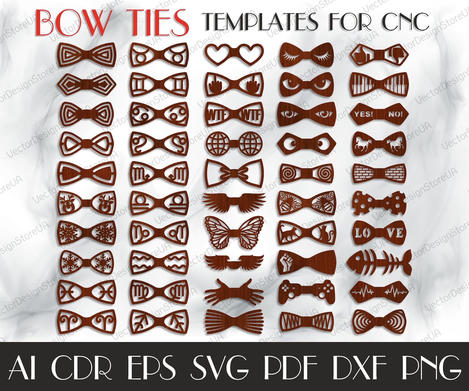 Bow Ties Set 50 Filesbow Tie Svgbow Tie Dxfbow Ties for - Etsy