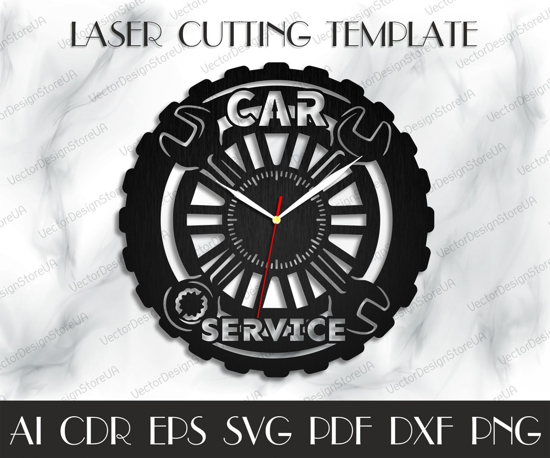 Car Service Clock Svg,car Service Svg,auto Service Wall Clock,auto ...