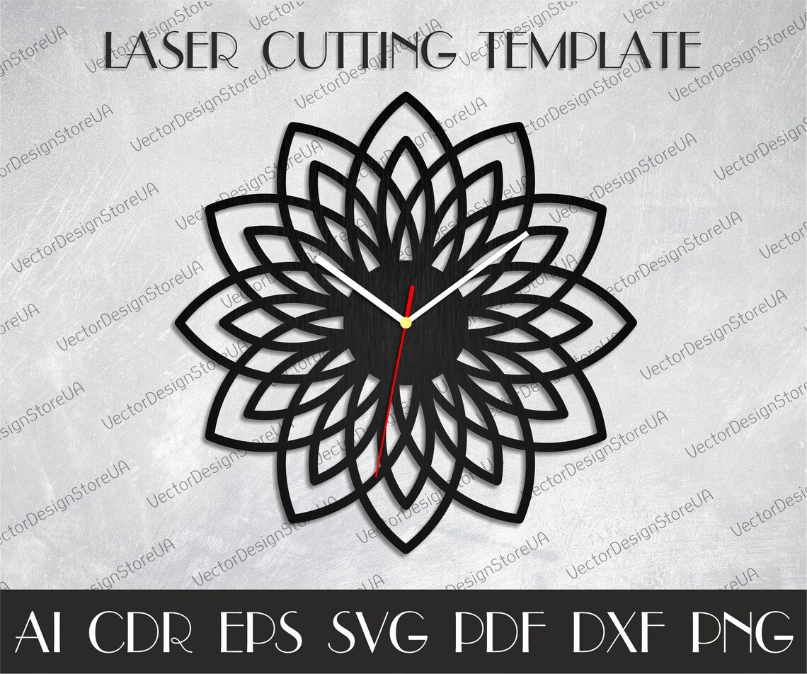 Salon chambre géométrique horloge dxf décoration murale | Etsy