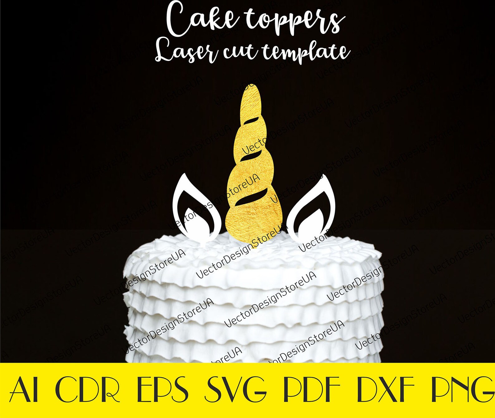Unicorn Horn and Ears Cake Topperunicorn Cake Topper - Etsy