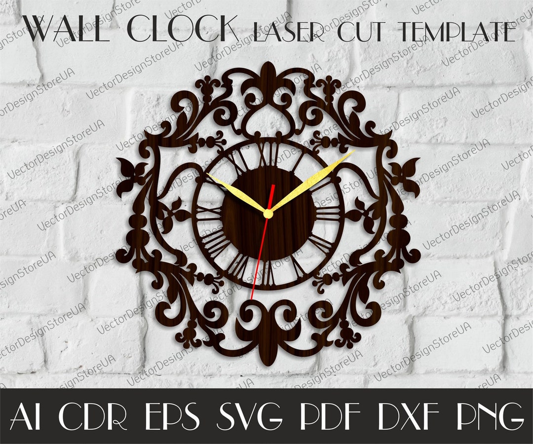 Vintage Clock Svg,clock Dxf,large Wall Clock,wood Wall Clock File,laser ...