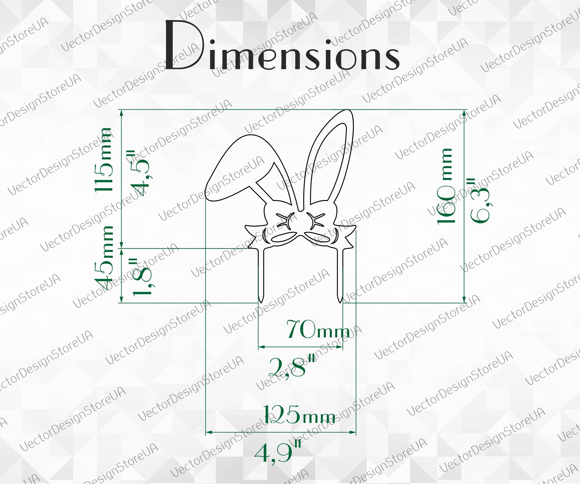 Rabbit ears cake topper fileRabbit ears signRabbit ears | Etsy