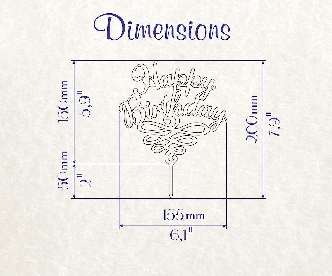 Happy Birthday Cake Topperhappy Birthday Templatebirthday - Etsy