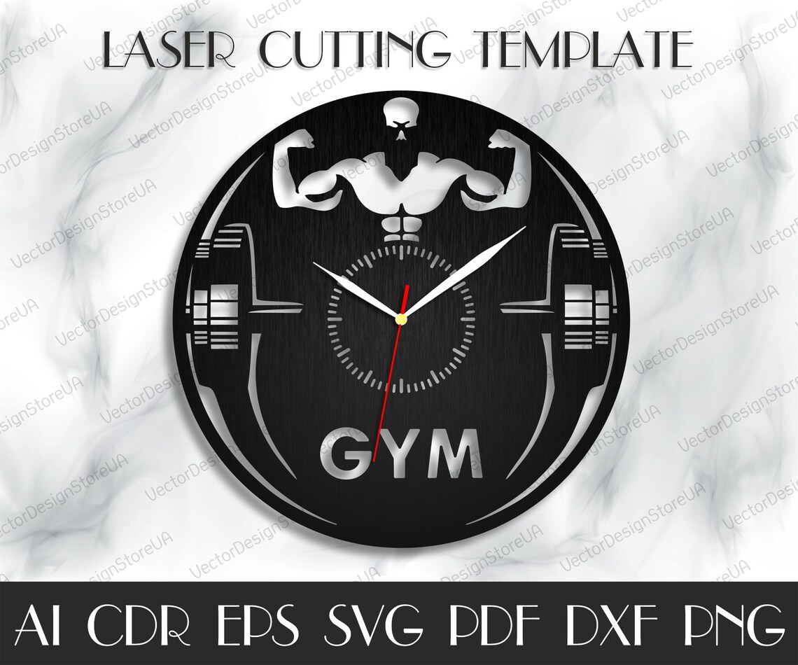 Bodybuilding Wall Decor Filegym Clock Svggym Clock for | Etsy