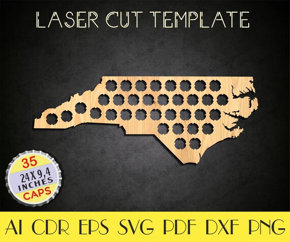 North Carolina Beer Caps Map Dxfnorth Carolina Beer Cap | Etsy