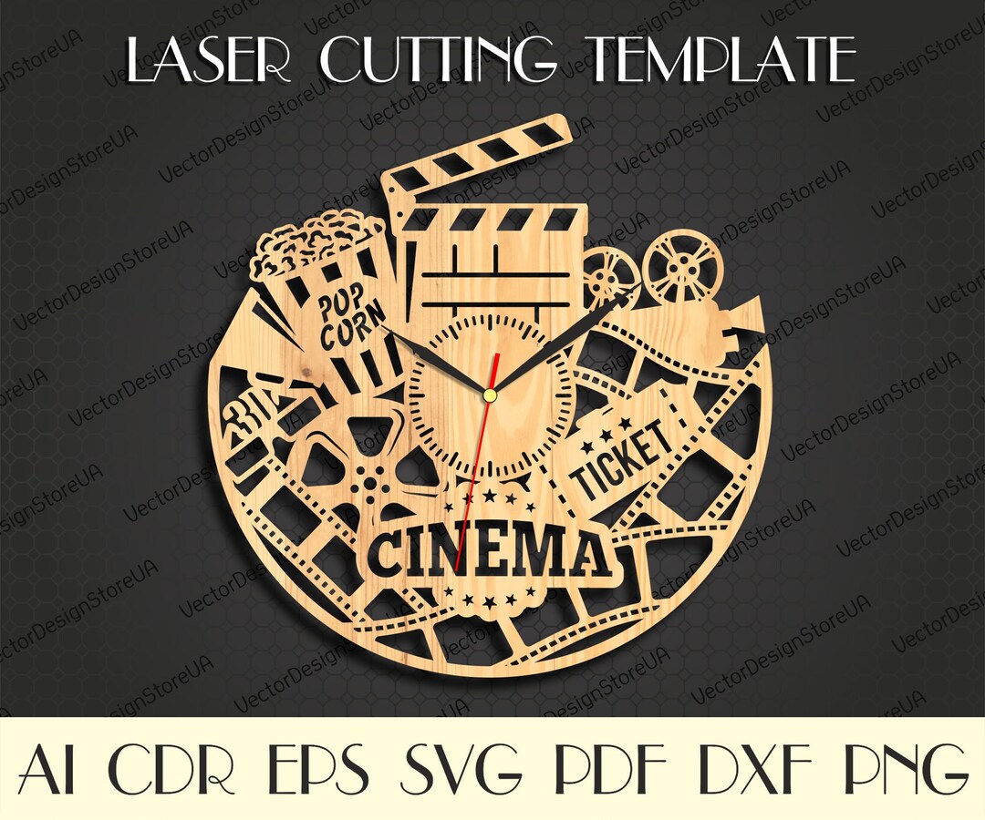 Cinema Decor Svg,cinema Clock Svg,cinema Sign,film Clock for Wall,home ...