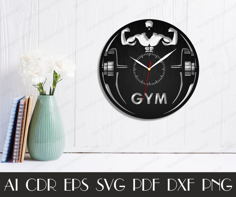 Bodybuilding Wall Decor Filegym Clock Svggym Clock for - Etsy