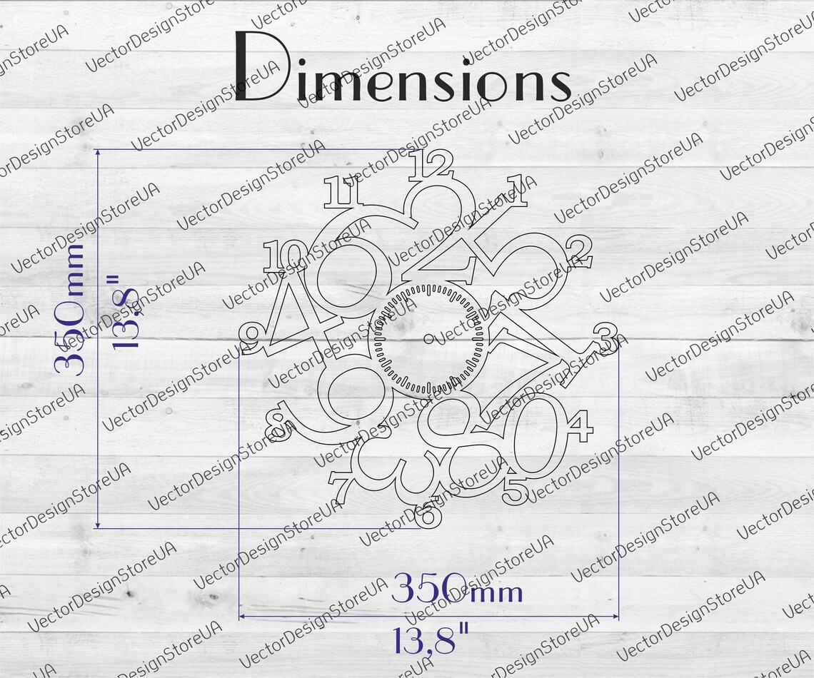 Large numbers clock svgWood wall clock dxfClock with | Etsy