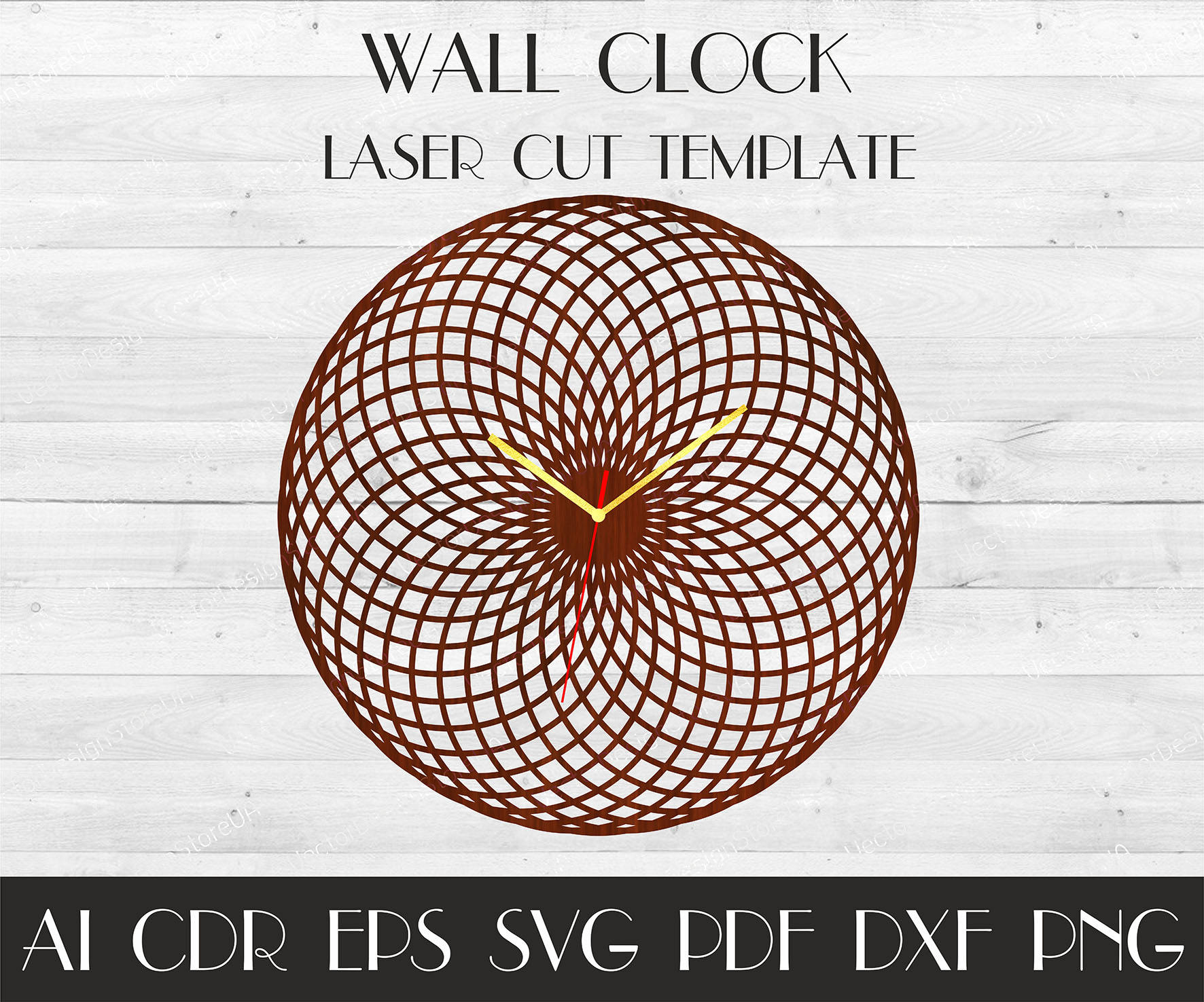 Geometric Clock,large Clock for Wall, Clock Template,laser Cut Template ...