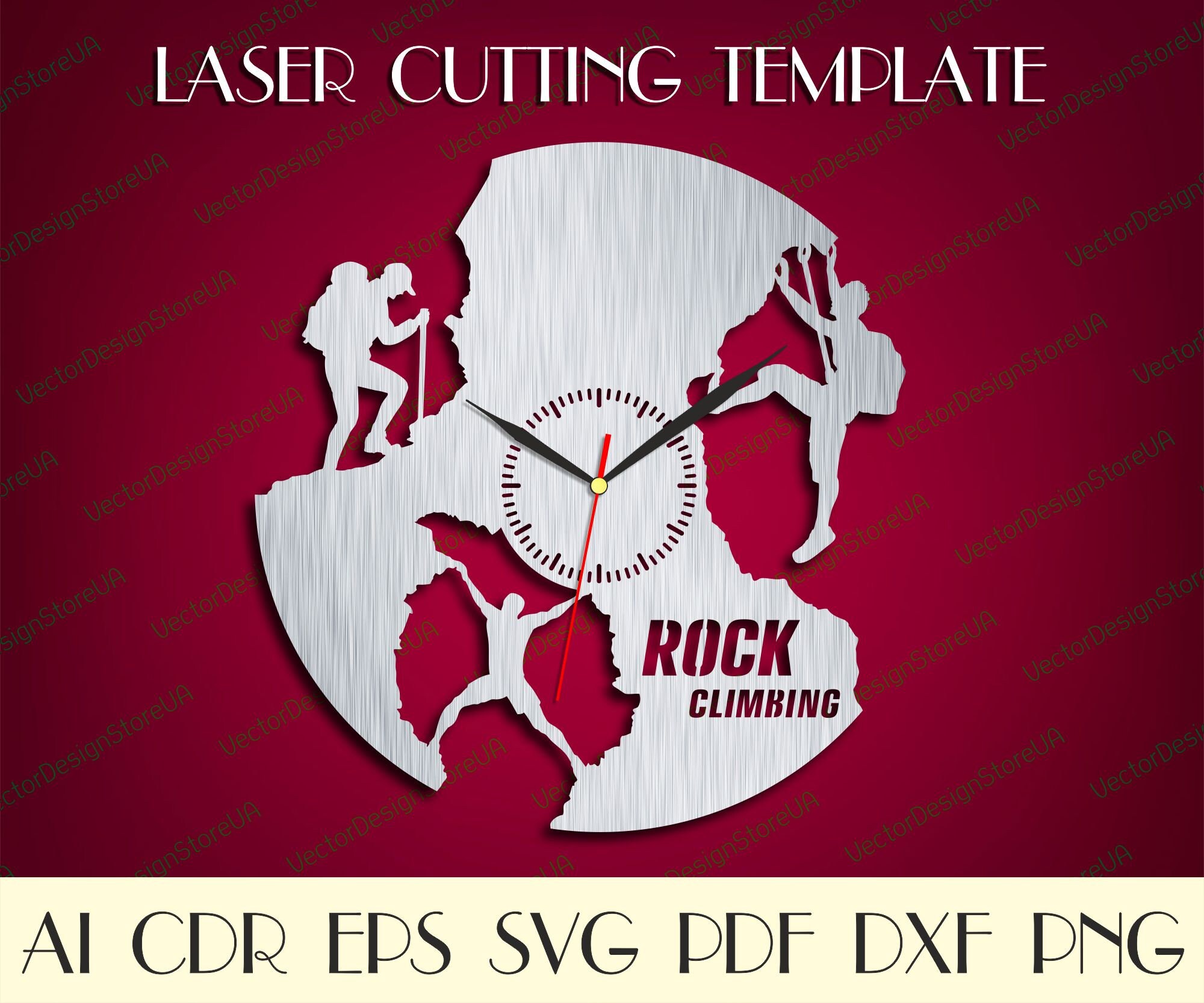 Climbing Wall Clock Svgsport Large Clock Dxfrock Climbing | Etsy