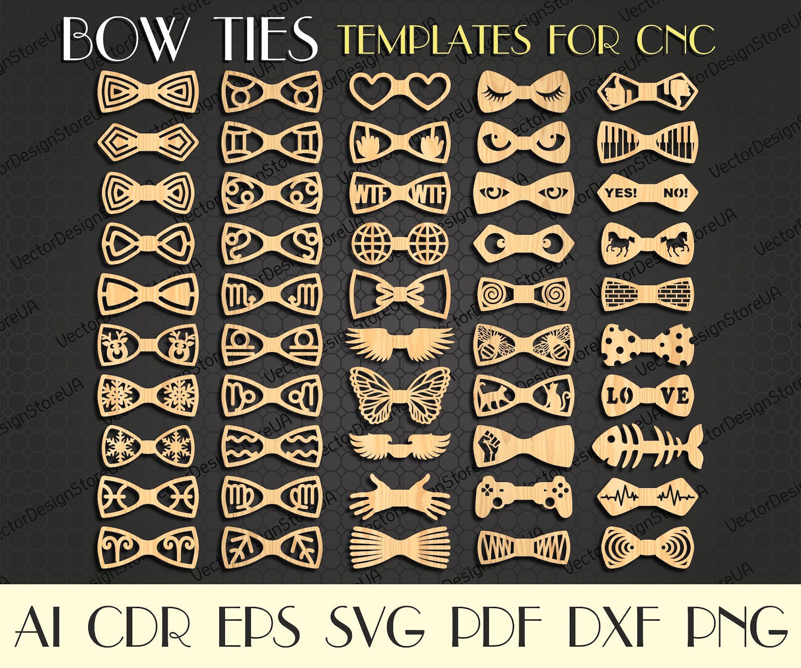Bow Ties Set 50 Filesbow Tie Svgbow Tie Dxfbow Ties for - Etsy