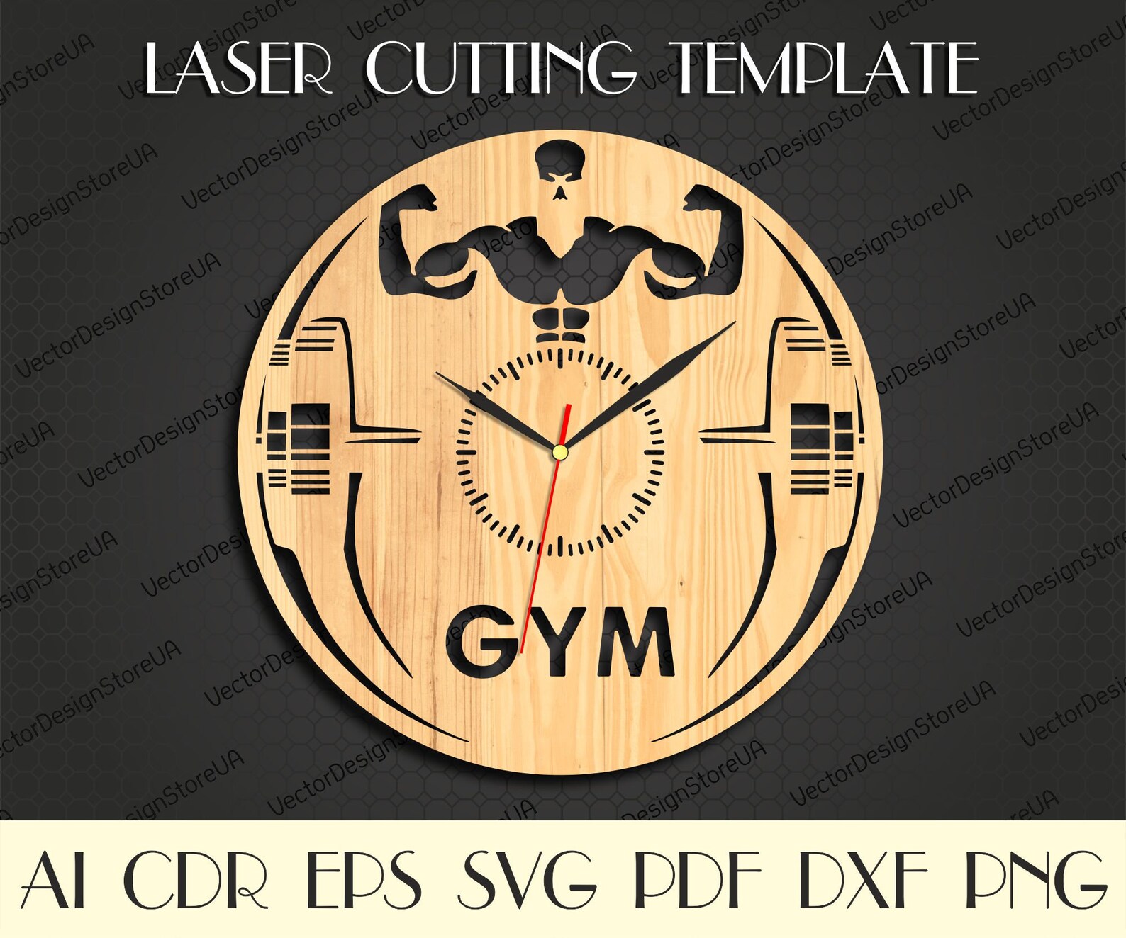 Bodybuilding Wall Decor Filegym Clock Svggym Clock for - Etsy