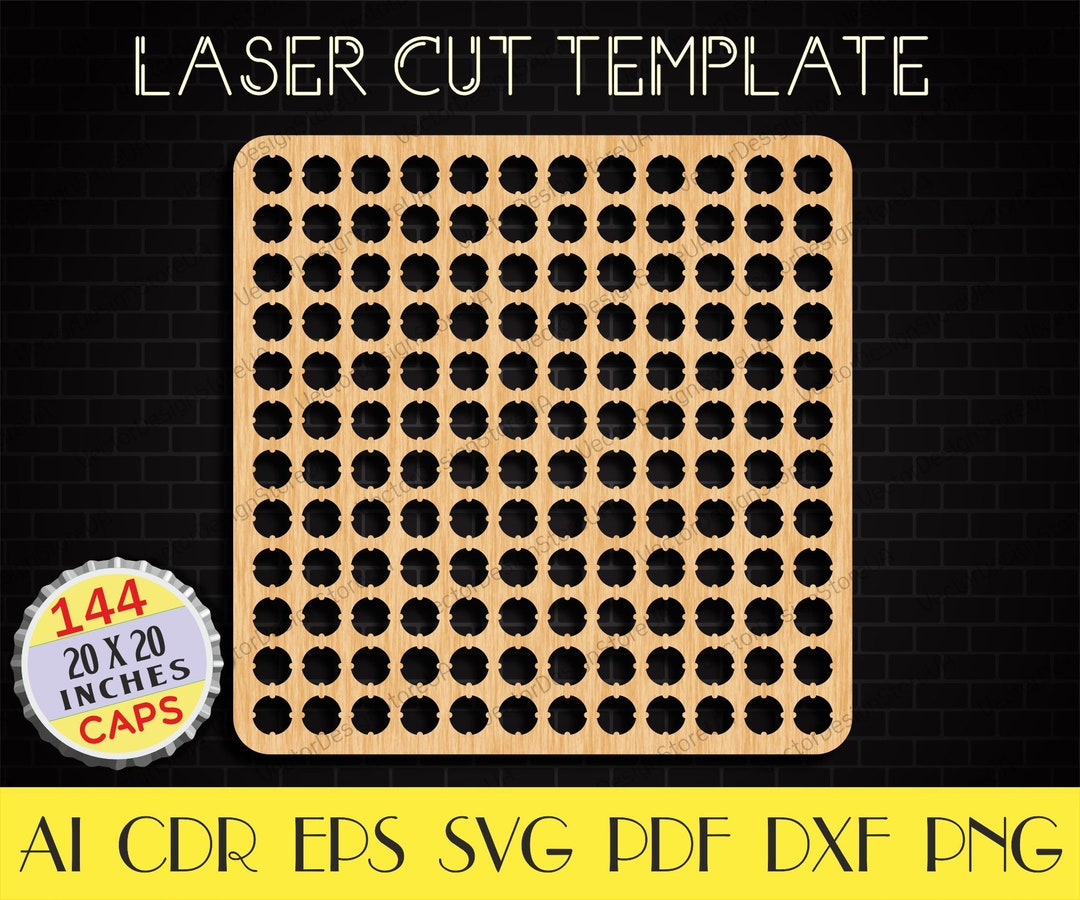 144 Large Bottle Cap Holder File,square Beer Caps Holder Svg,wooden ...