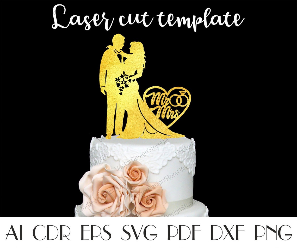 Wedding Cake Topper Templateanniversary Cake Topper Filemr - Etsy