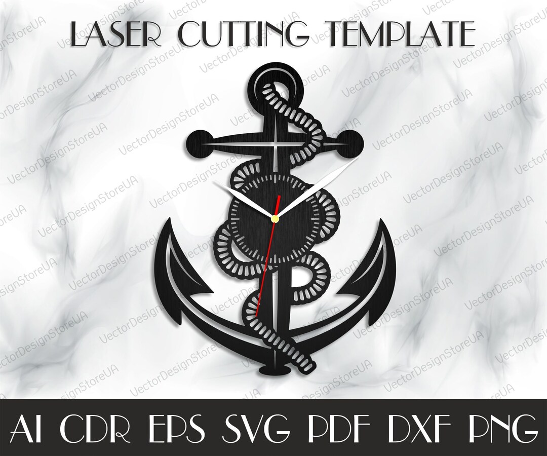 Anchor Clock Dxf,anchor Svg,anchor Decor,nautical Gift,nautical Wall ...