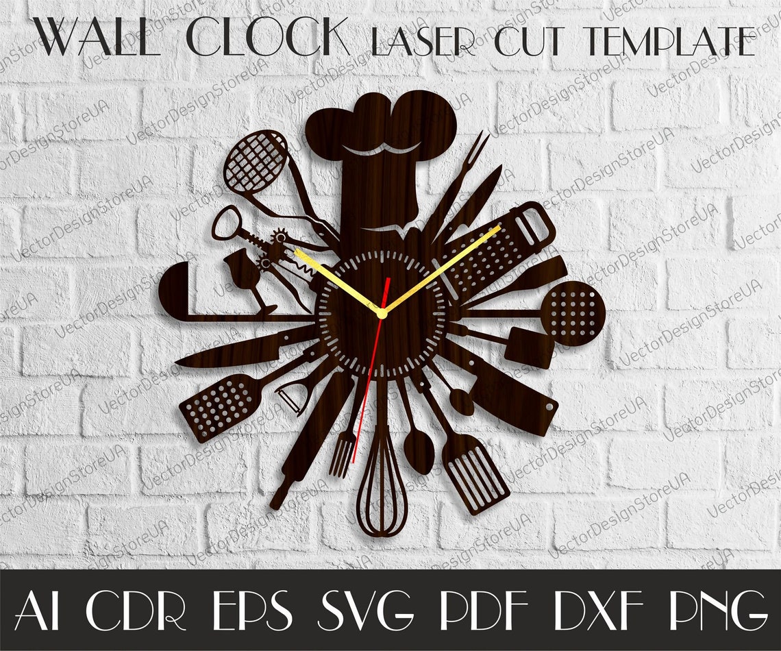 Kitchen Clock Svgkitchen Clock for Wallkitchen Decor - Etsy