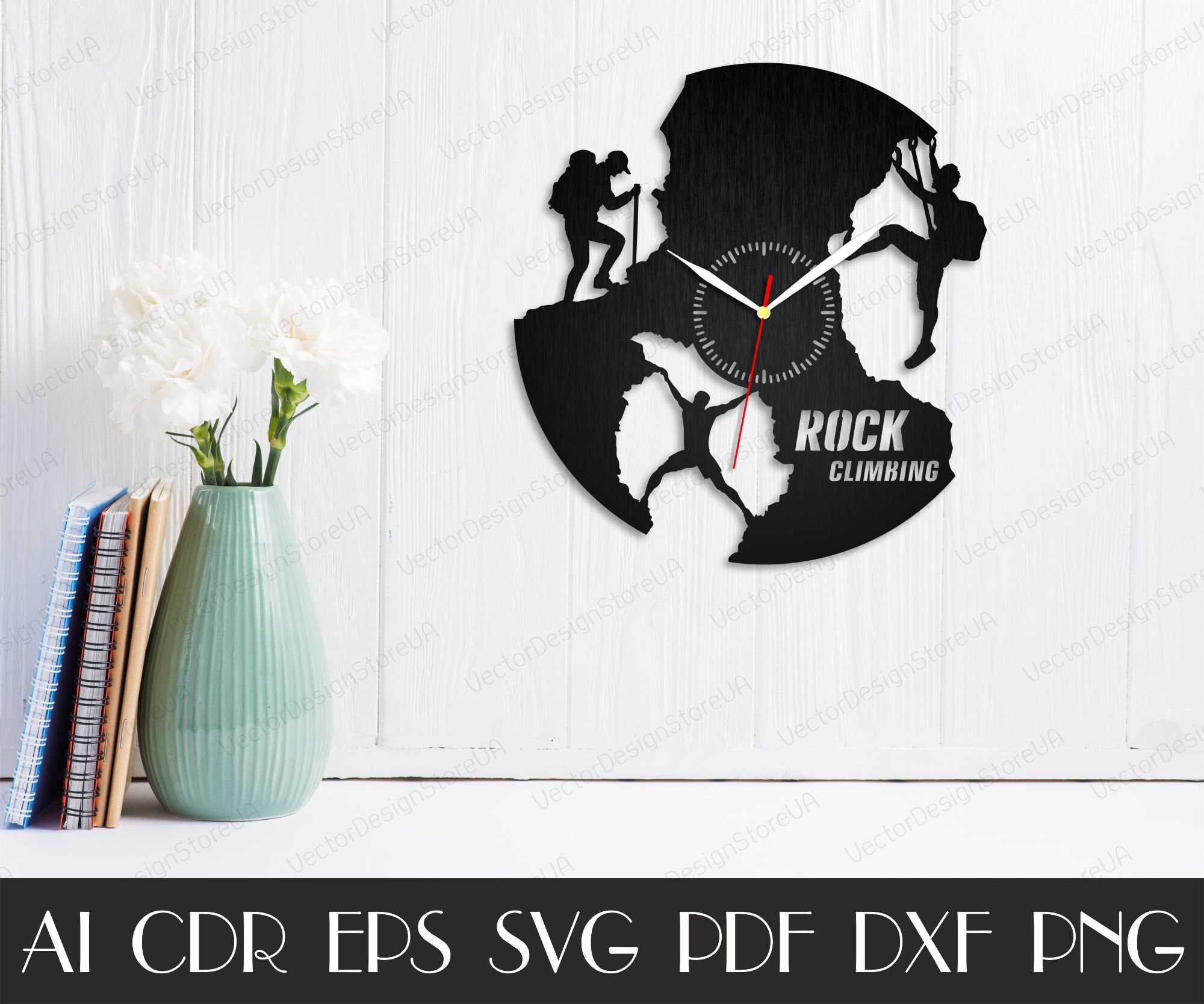 Climbing Wall Clock Svgsport Large Clock Dxfrock Climbing | Etsy