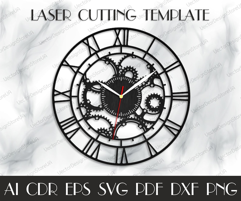Reloj de pared de madera dxf modelo de corte corte láser de - Etsy España