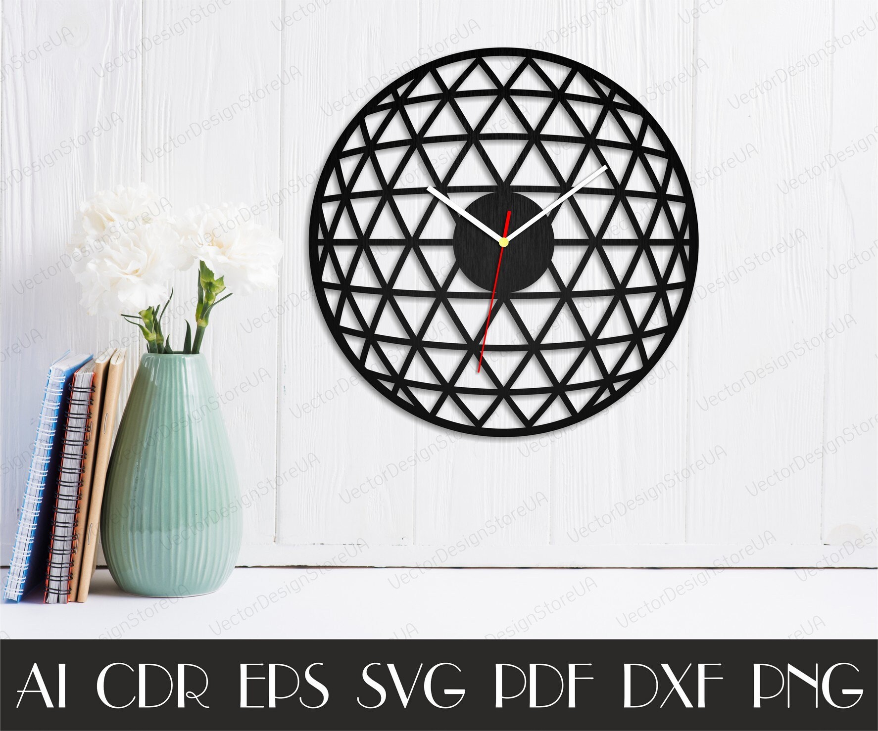 Geometric Wall Decorhome Clock Svgmodern Wall Decorunique | Etsy