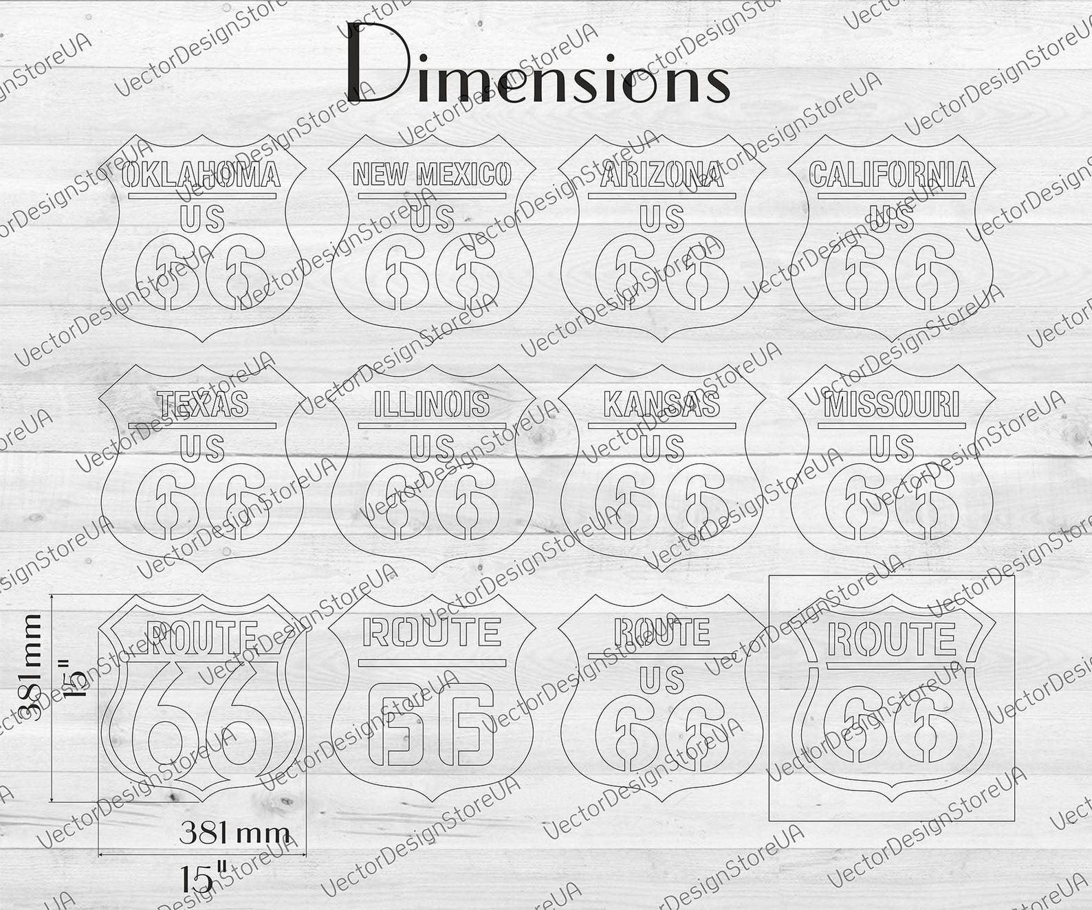 Set 12pcs Route 66 Sign,route 66 Svg,route 66 Home Decor,laser Cut ...