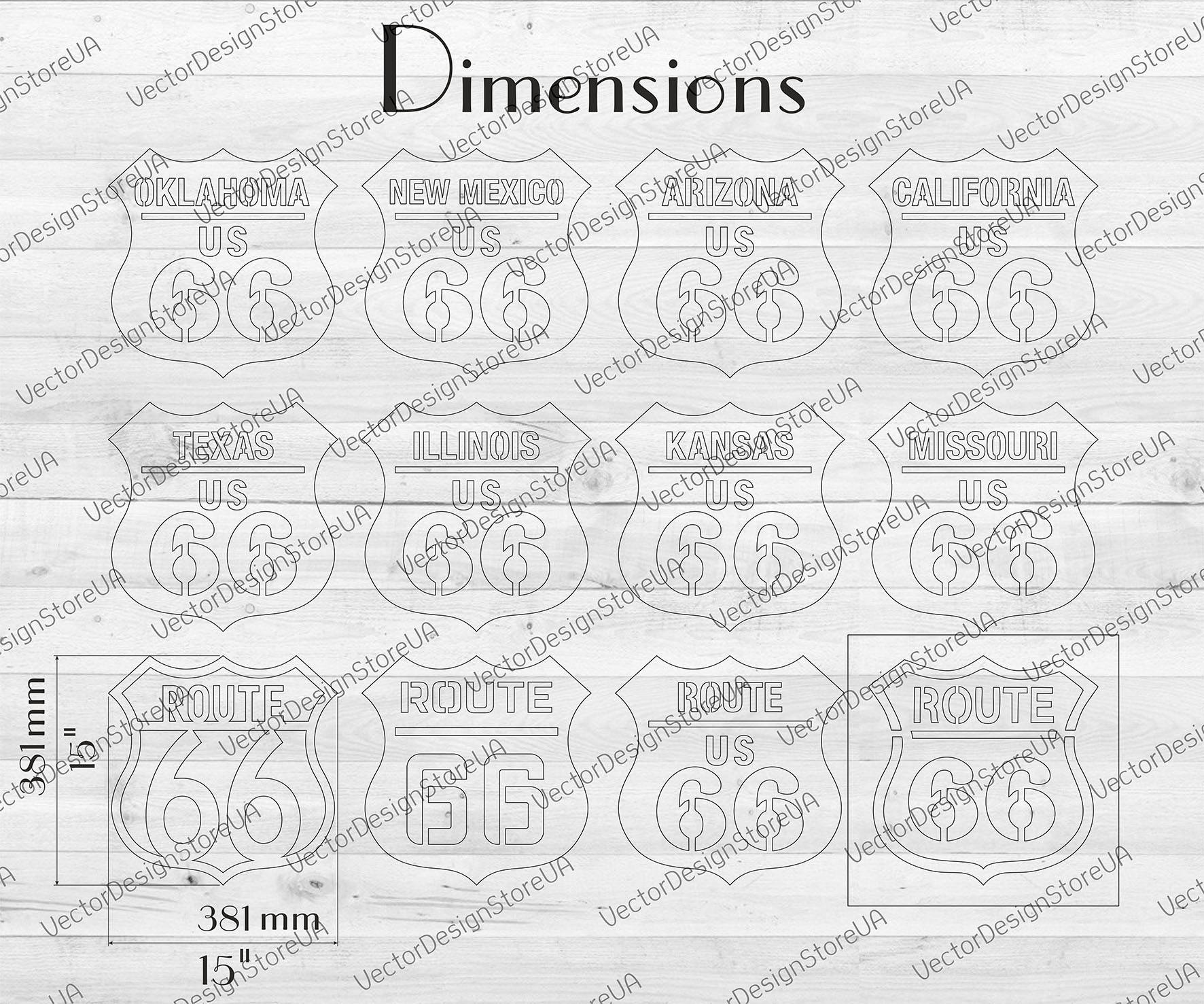 Set 12Pcs route 66 signRoute 66 svgRoute 66 home decorLaser | Etsy