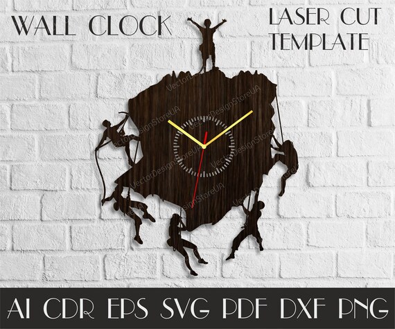 Climbing Wall Clock Svgsport Large Clock Dxfrock Climbing | Etsy