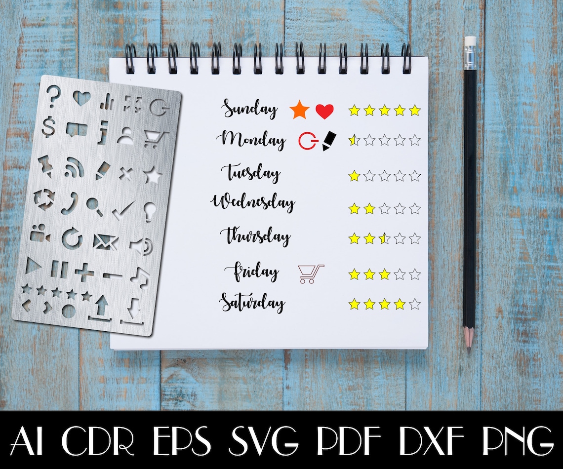 Daily Planner Stencils Set Files,daily Planners for Kids,daily Planners ...