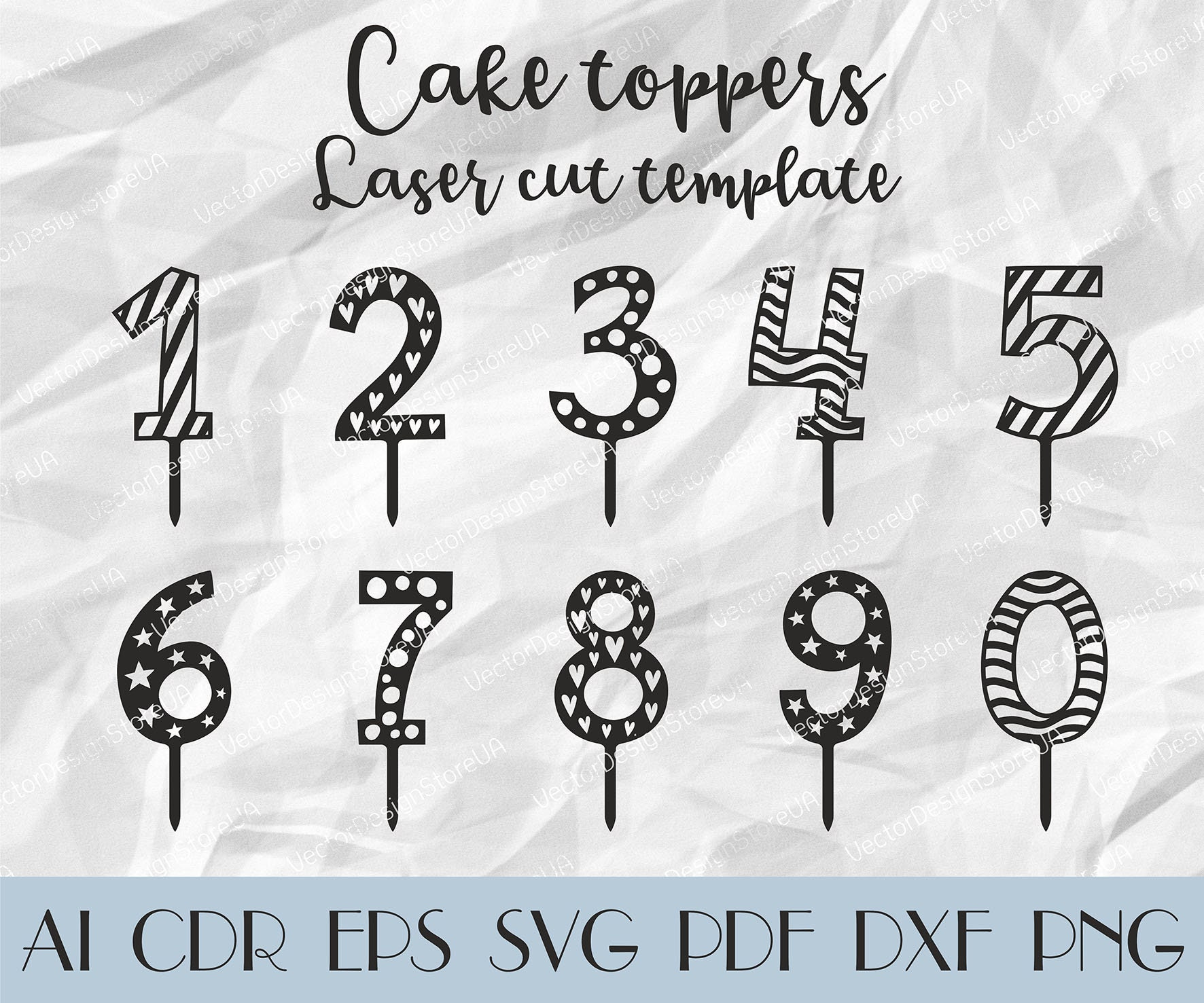 Set of 10 Number cake toppersNumbers for cakeNumbers | Etsy