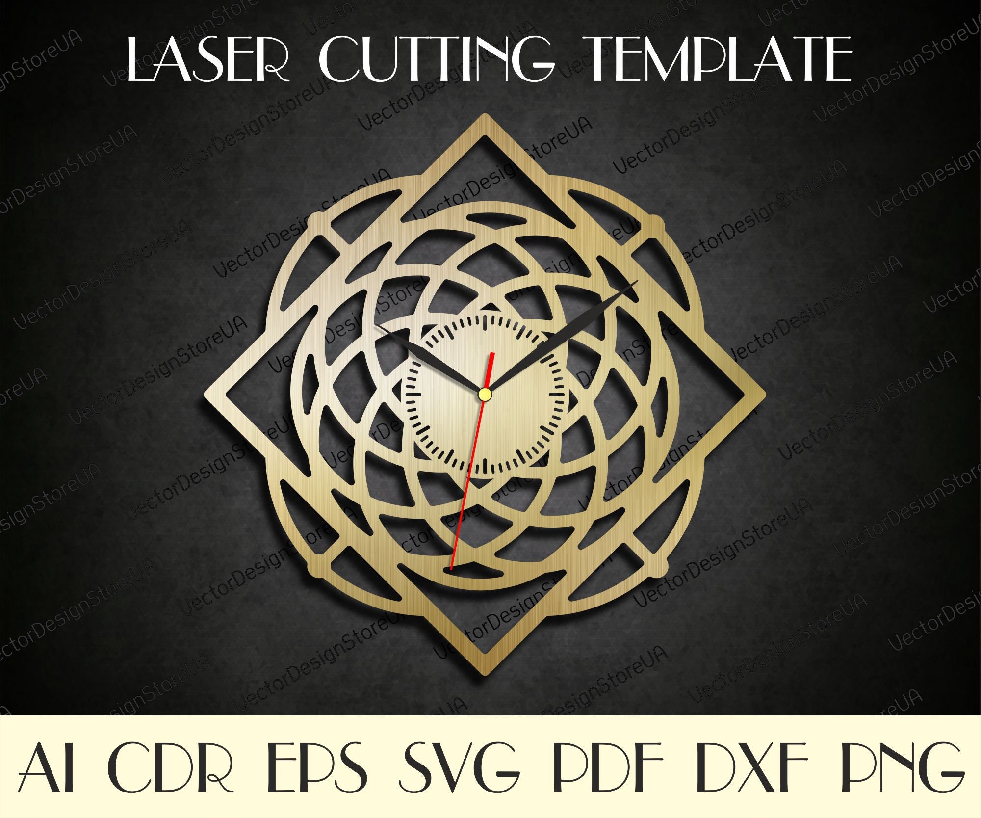 Geometric Clock Dxf Modern Wall Clock Large Clock for Wall - Etsy