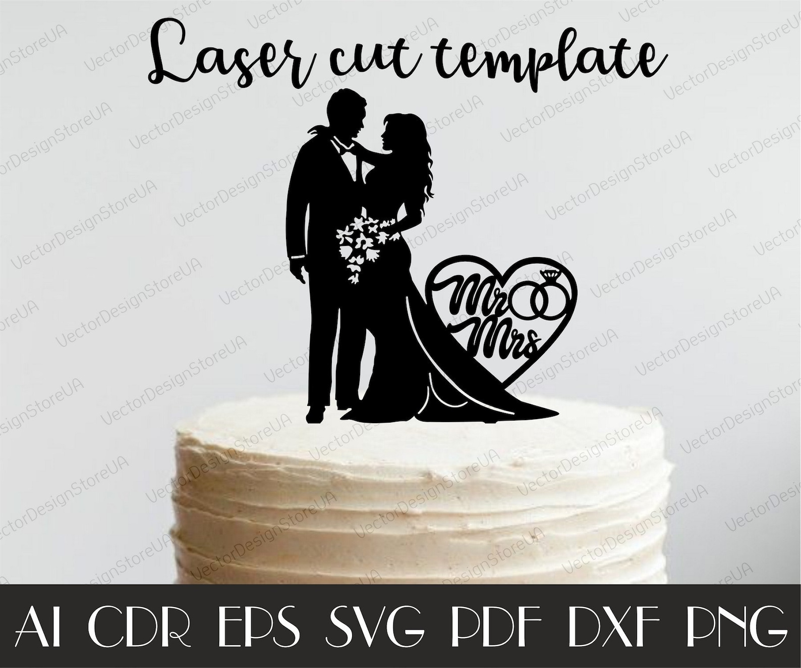 Wedding Cake Topper Templateanniversary Cake Topper Filemr - Etsy