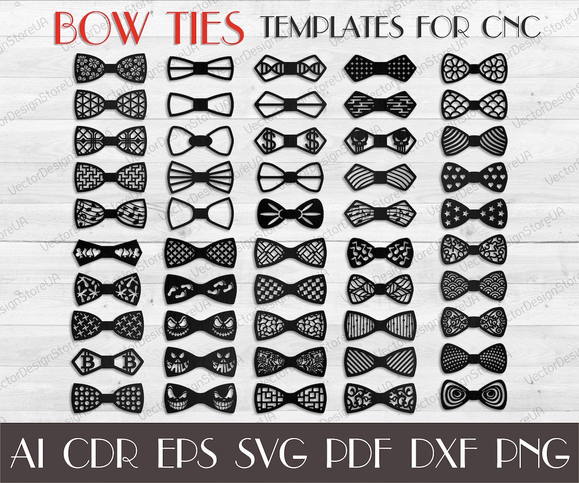 Bow Ties Set 50 Pcsbow Tie Svgbow Tie Dxfbow Ties for - Etsy