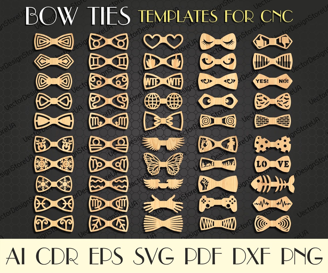 Bow Ties Set 50 Filesbow Tie Svgbow Tie Dxfbow Ties for | Etsy