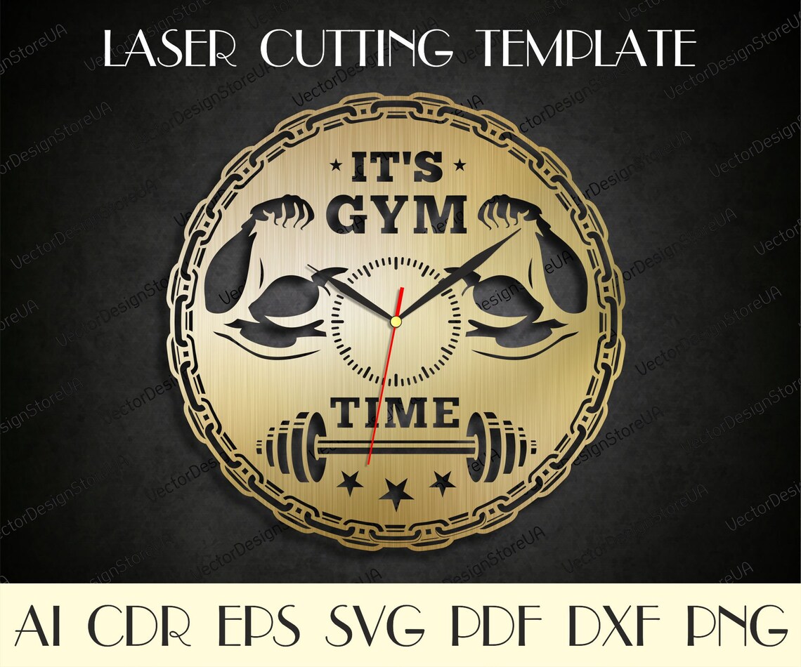 Bodybuilding Clock Svgsport Clockgym Wall Clockgym | Etsy