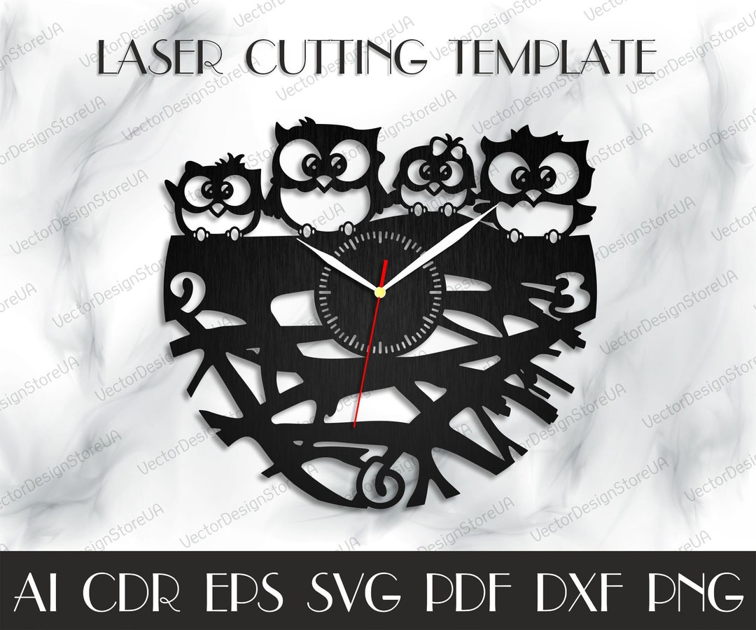 Owls Clock Svg,birds Art,bird Wall Clock,owls Svg,kids Home Decor,birds ...