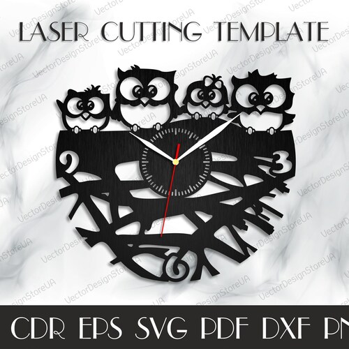 Bird Wall Clock Laser Cut Dxf Glowforge Svg Template CNC - Etsy