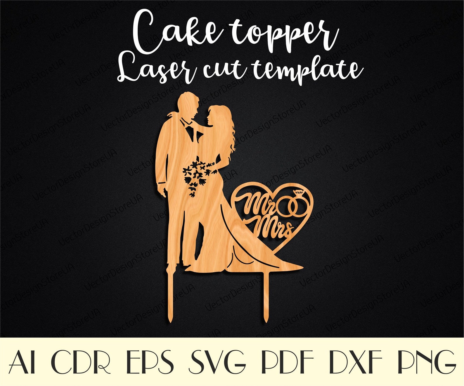 Wedding Cake Topper Templateanniversary Cake Topper Filemr - Etsy