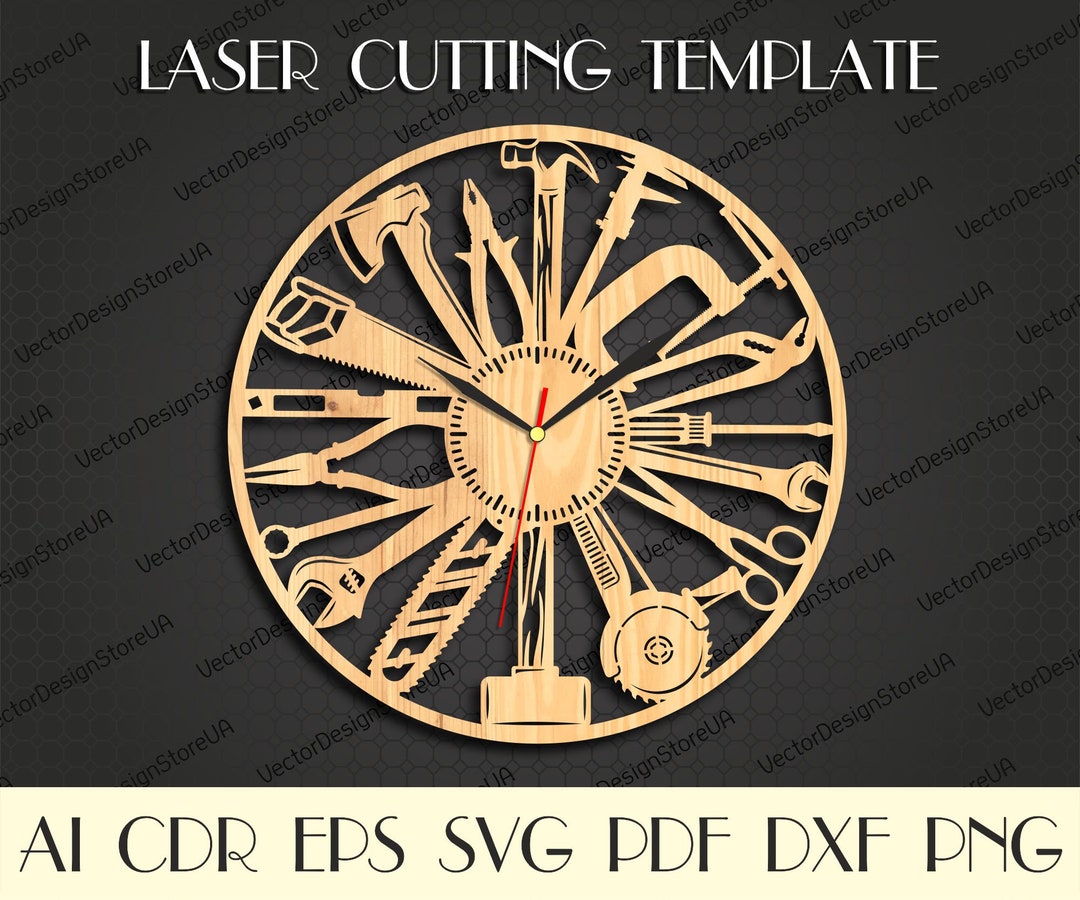 Tools Clock Svg,workshop Sign File,mechanical Tools Svg,rustic Wall ...