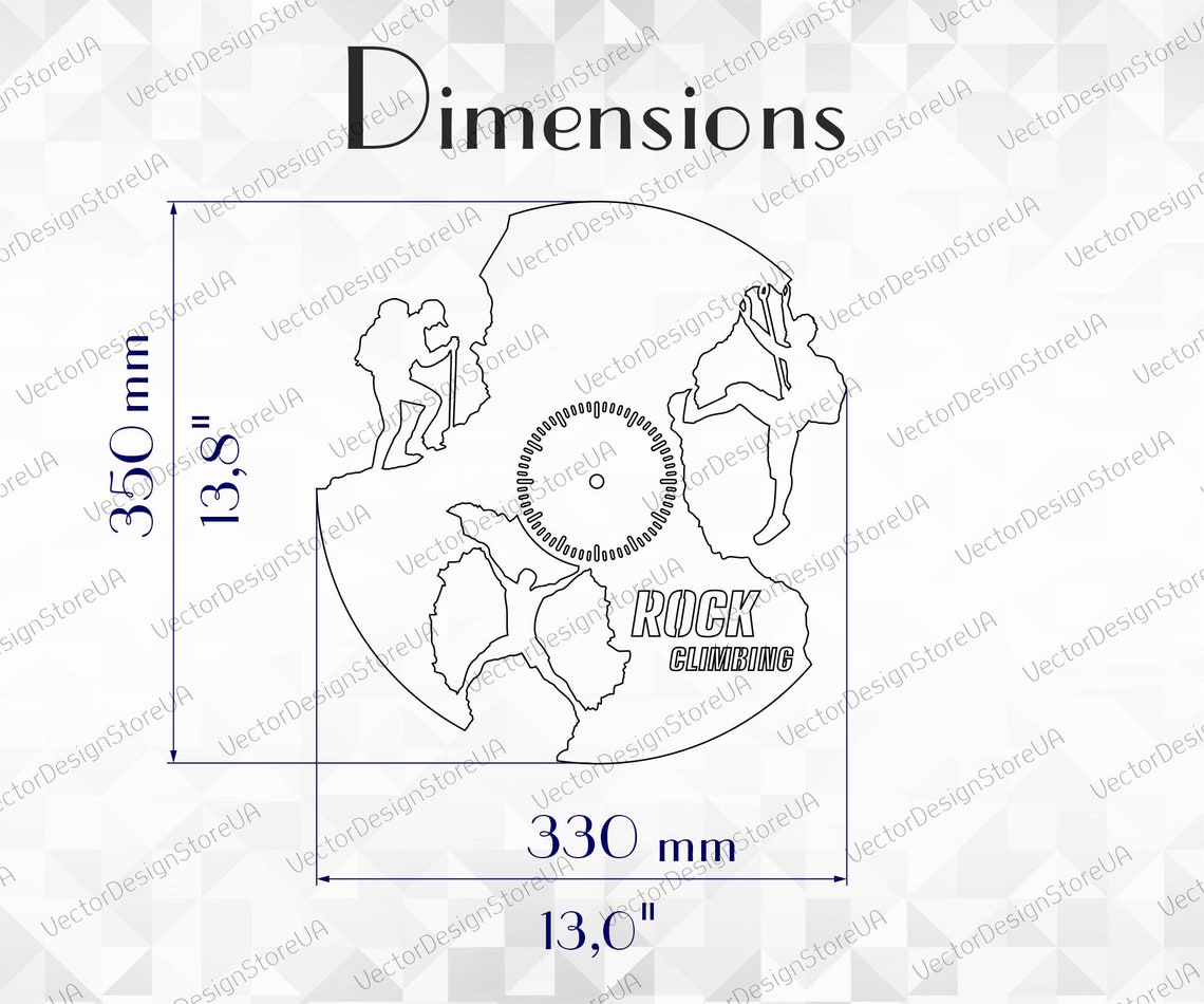 Climbing Wall Clock Svgsport Large Clock Dxfrock Climbing | Etsy