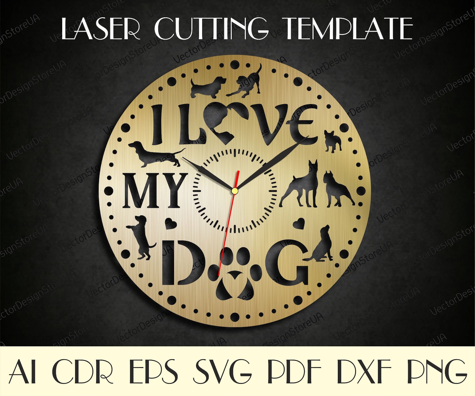 Dogs Wall Clock File,dogs Wall Decor,dogs Wall Art,dogs Svg,gift With ...