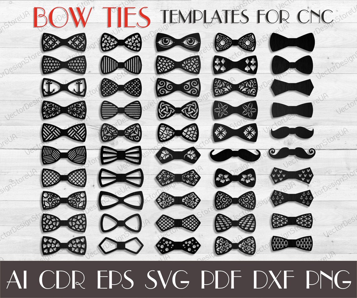 Bow Ties Set 50 Pcsbow Tie Svgbow Tie Dxfbow Ties for - Etsy