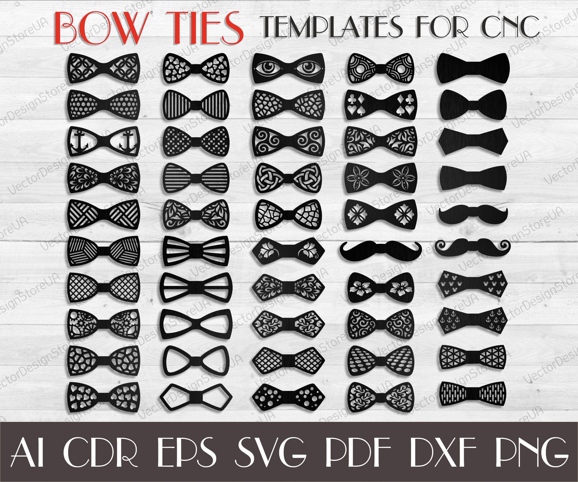 Bow Ties Set 50 Pcsbow Tie Svgbow Tie Dxfbow Ties for - Etsy