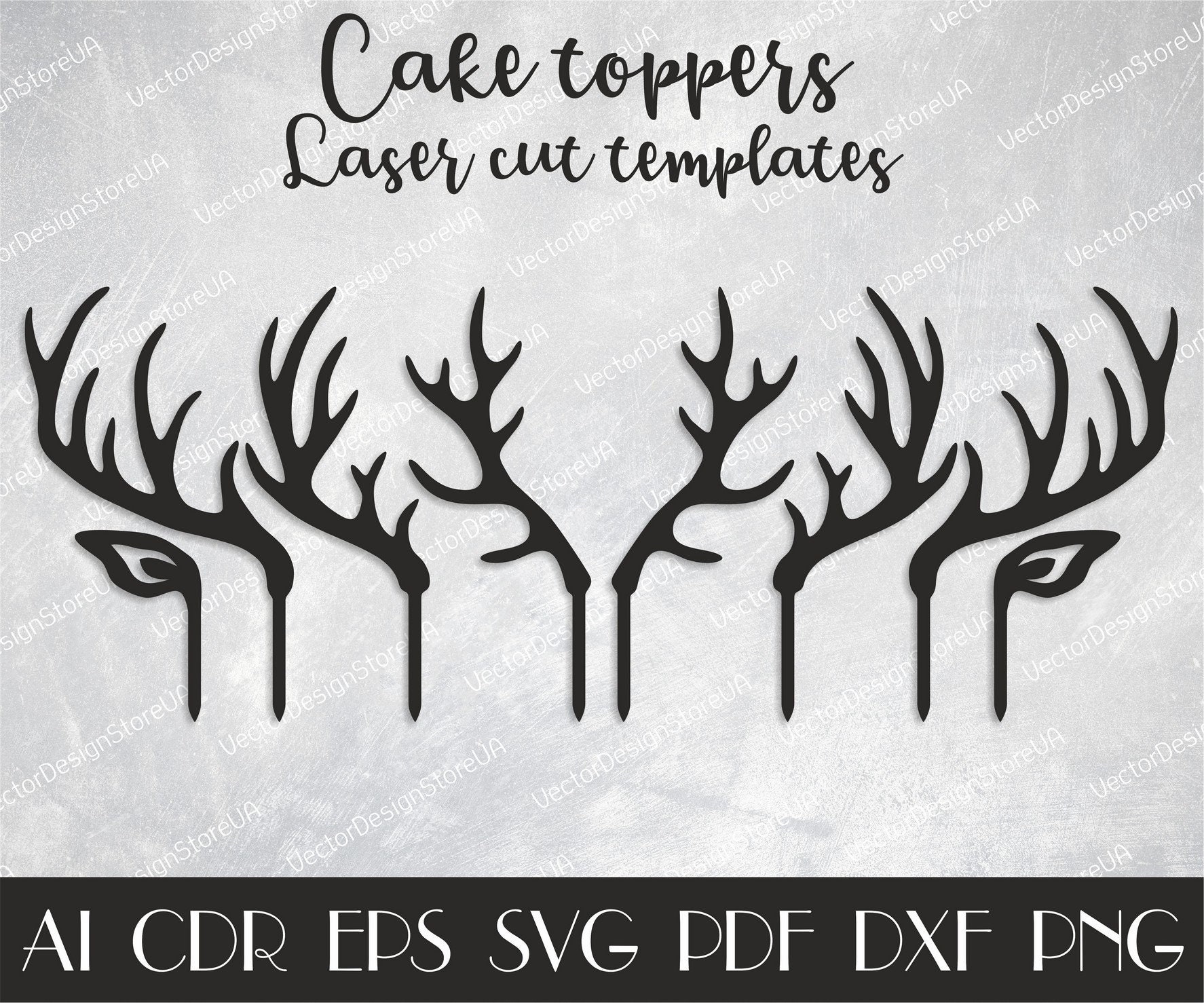 Deer Horns and Ears Cake Toppersdeer Antlers Svgdeer Horns - Etsy