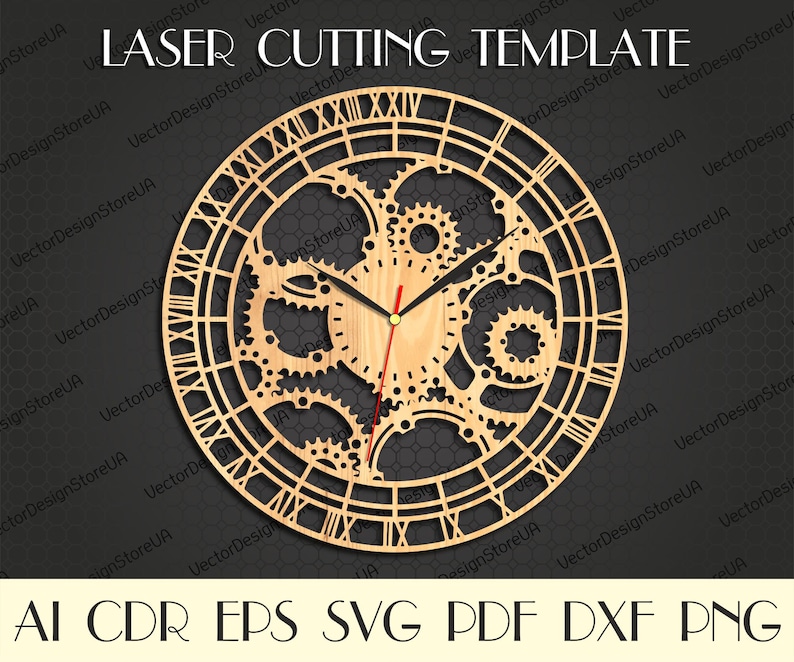 24 Stunden Uhr, Uhr Dxf, Holz Wanduhr, Schneiden Modell, Laser ...