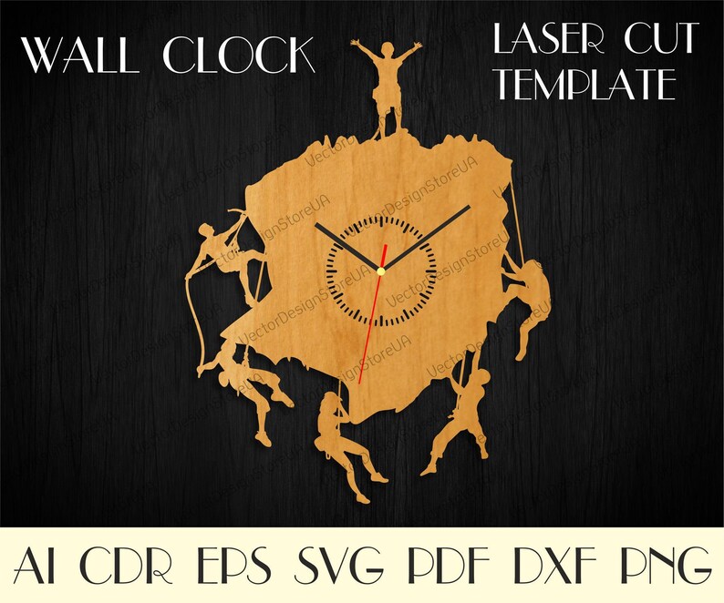 Climbing Wall Clock Svgsport Large Clock Dxfrock Climbing | Etsy